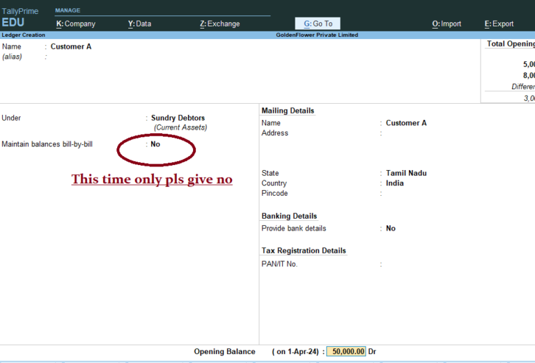 Tally Prime – Step by Step to Create Ledgers – Example 2 – RAMAKAYAL COMPUTER EDUCATION
